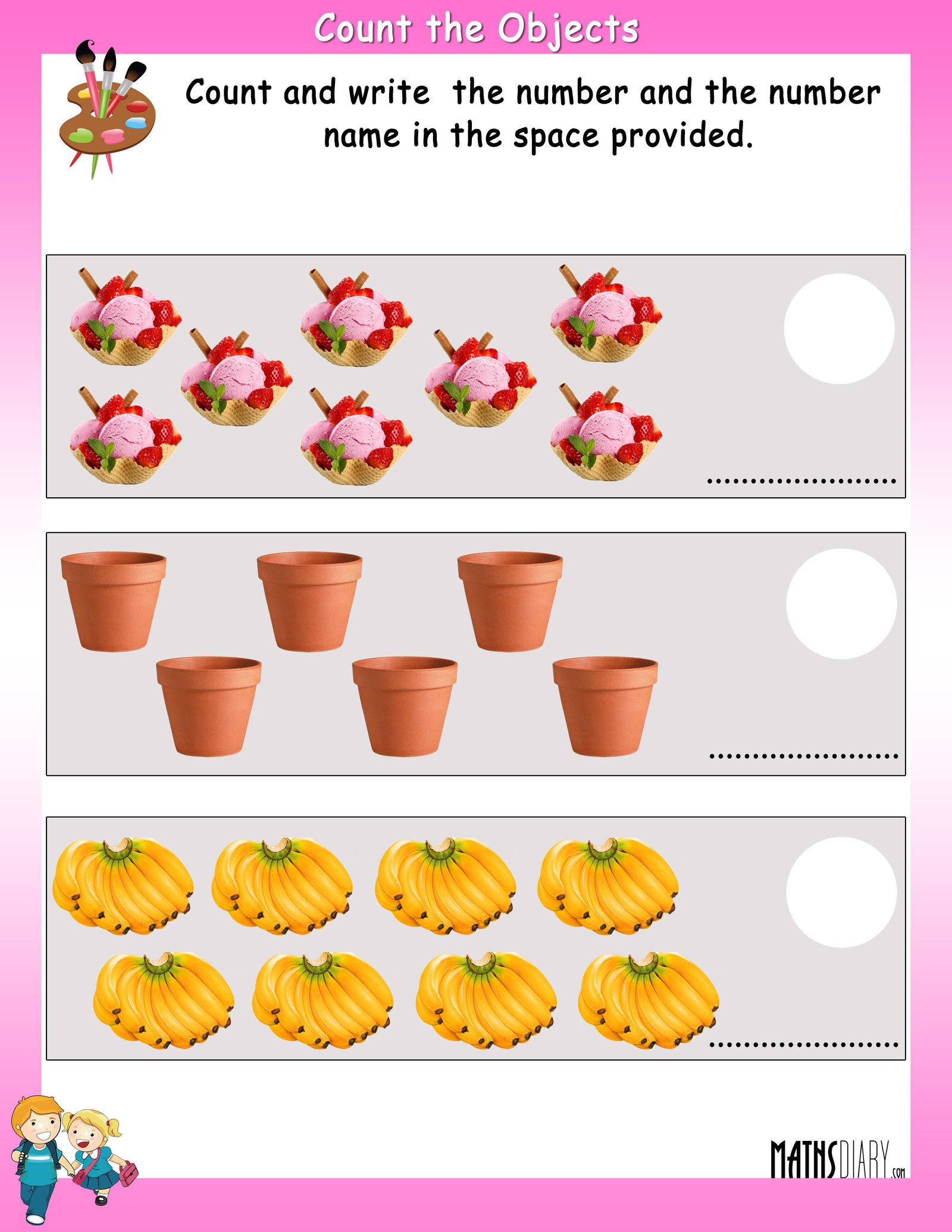 Count and write the number and number name - Math Worksheets ... Count and write the number and number name - Math Worksheets ...