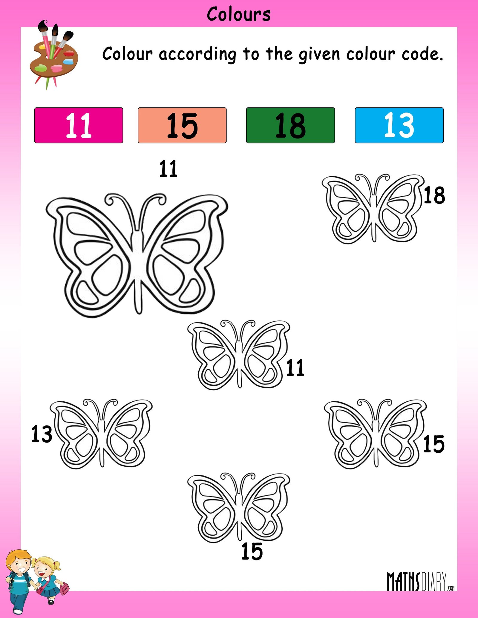 Color The Objects According To The Numbers Math Worksheets 
