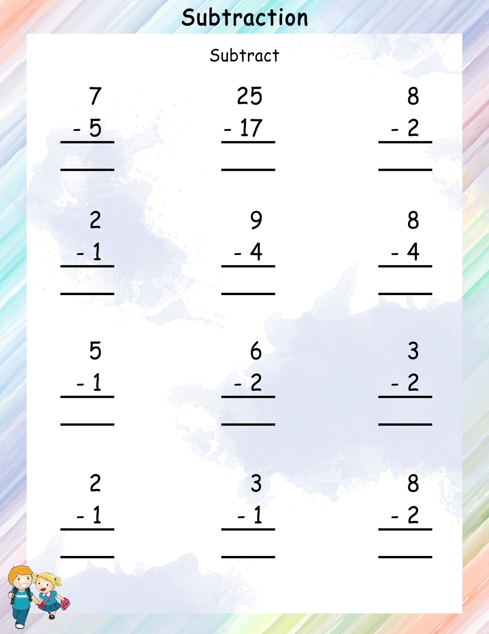 Subtraction Sums Math Worksheets MathsDiary Subtraction Sums Math Worksheets MathsDiary