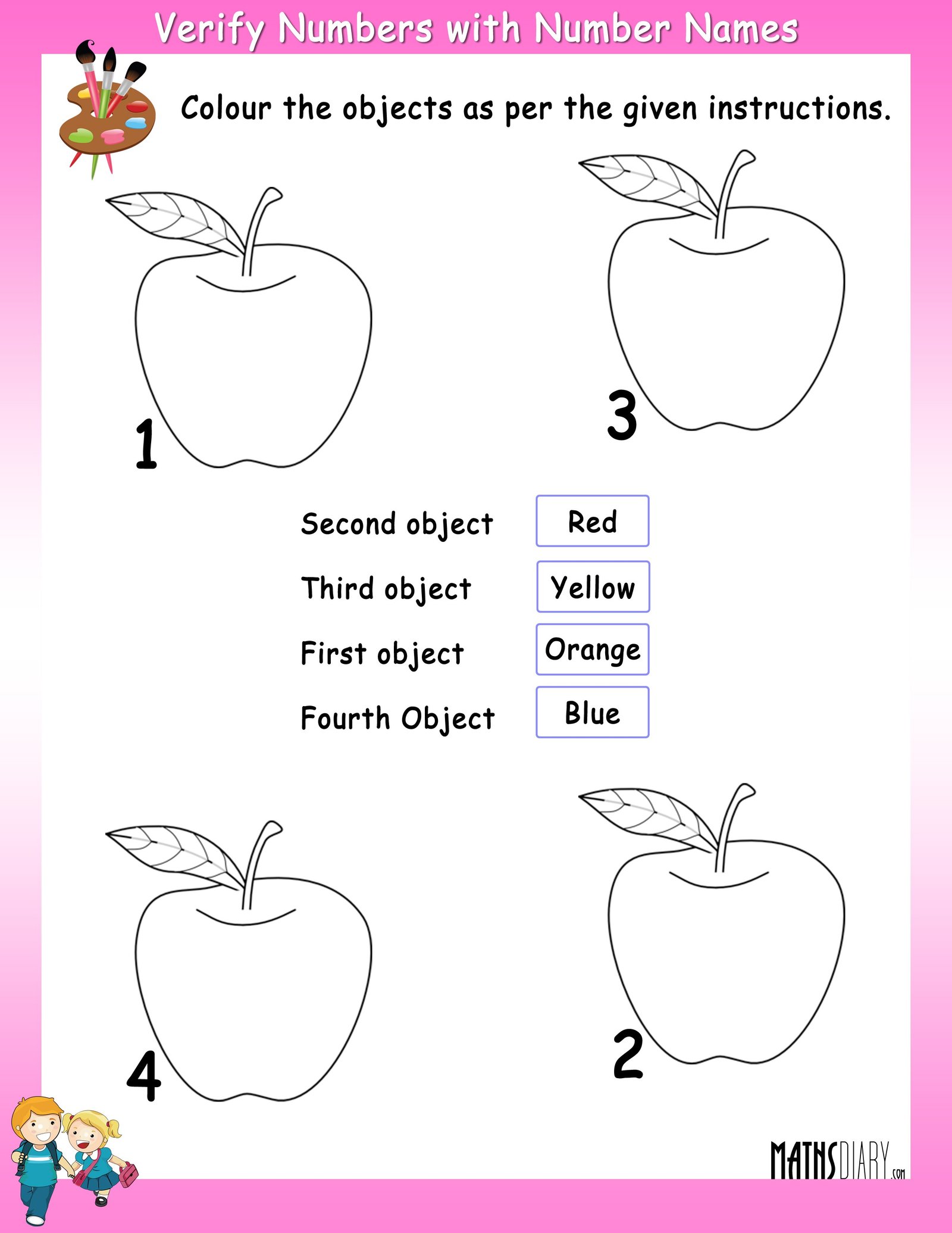 Verify Numbers With Number Names And Color Math Worksheets Verify Numbers With Number Names And Color Math Worksheets