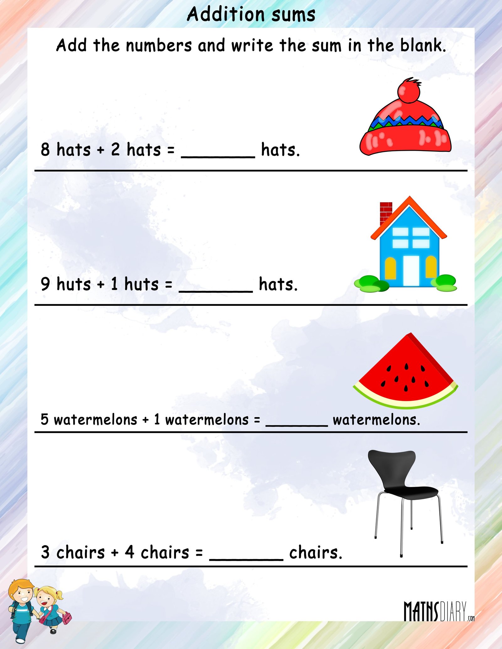 Adding objects - Math Worksheets - MathsDiary.com Adding objects - Math Worksheets - MathsDiary.com
