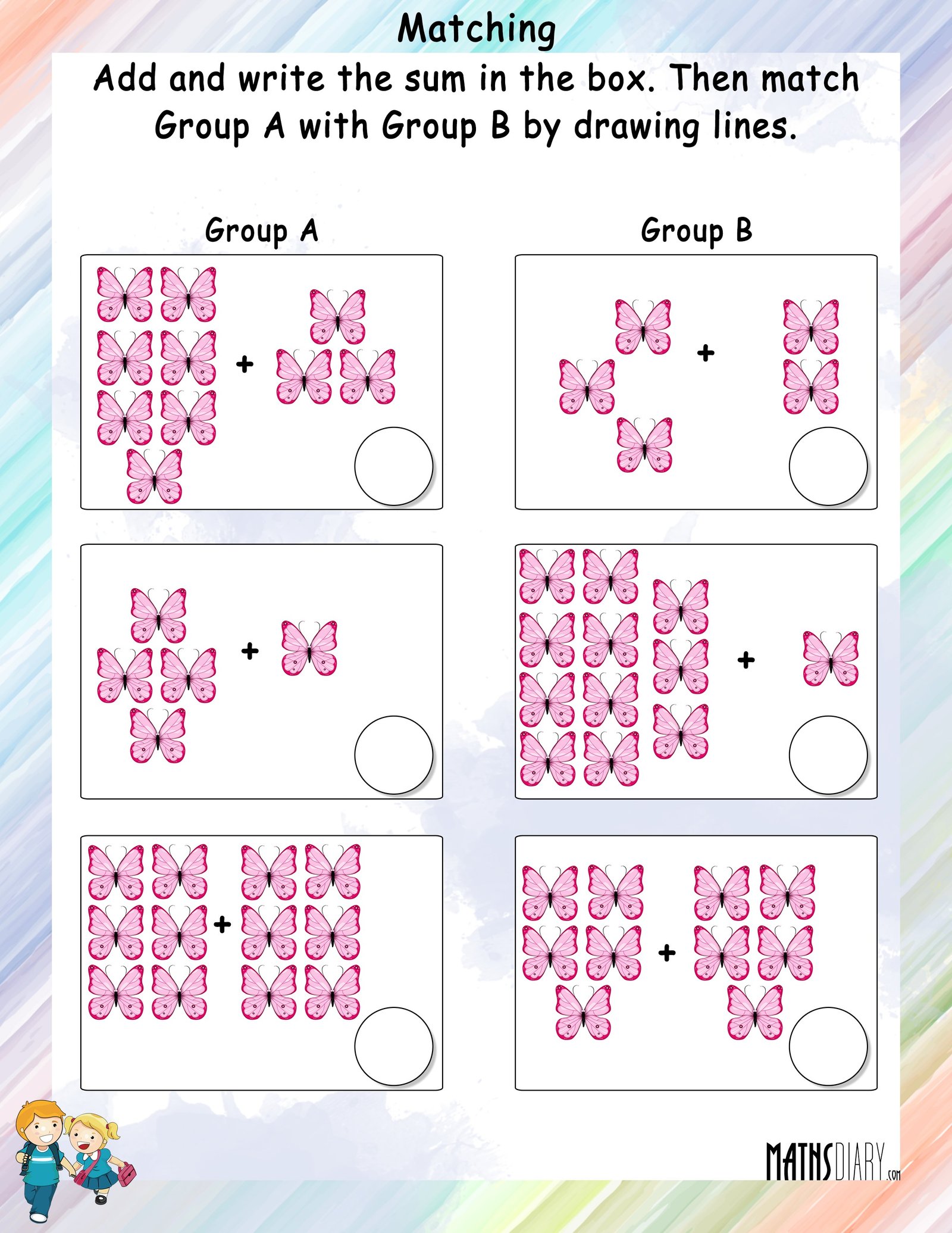 Adding And Matching The Sets Math Worksheets MathsDiary Adding And Matching The Sets Math Worksheets MathsDiary
