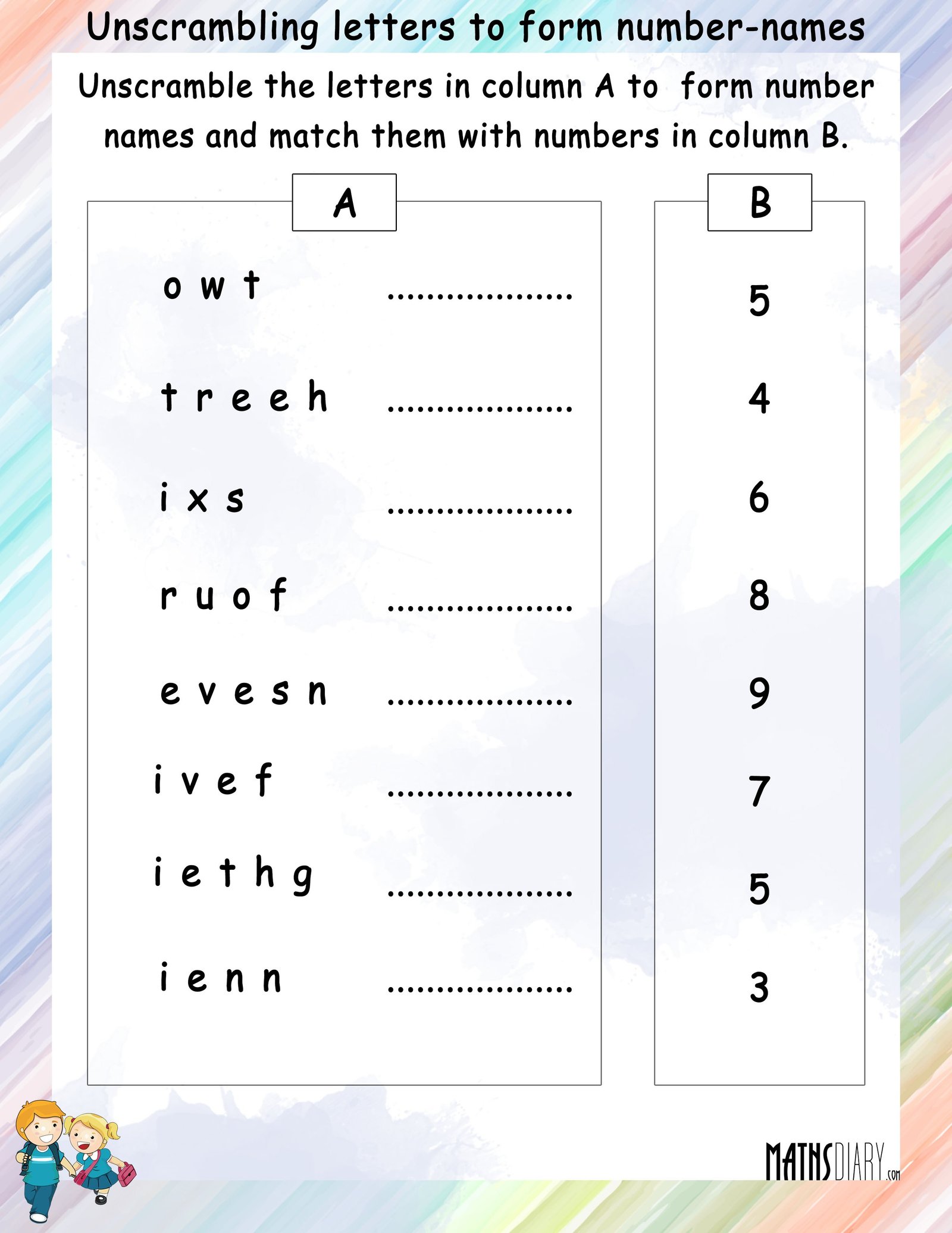 Unscramble Letters To Form Number Names Math Worksheets MathsDiary