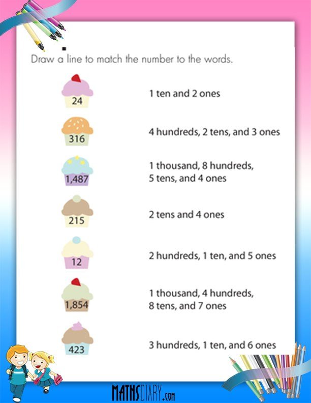 Match The Place Value With Numbers Worksheets Math Worksheets