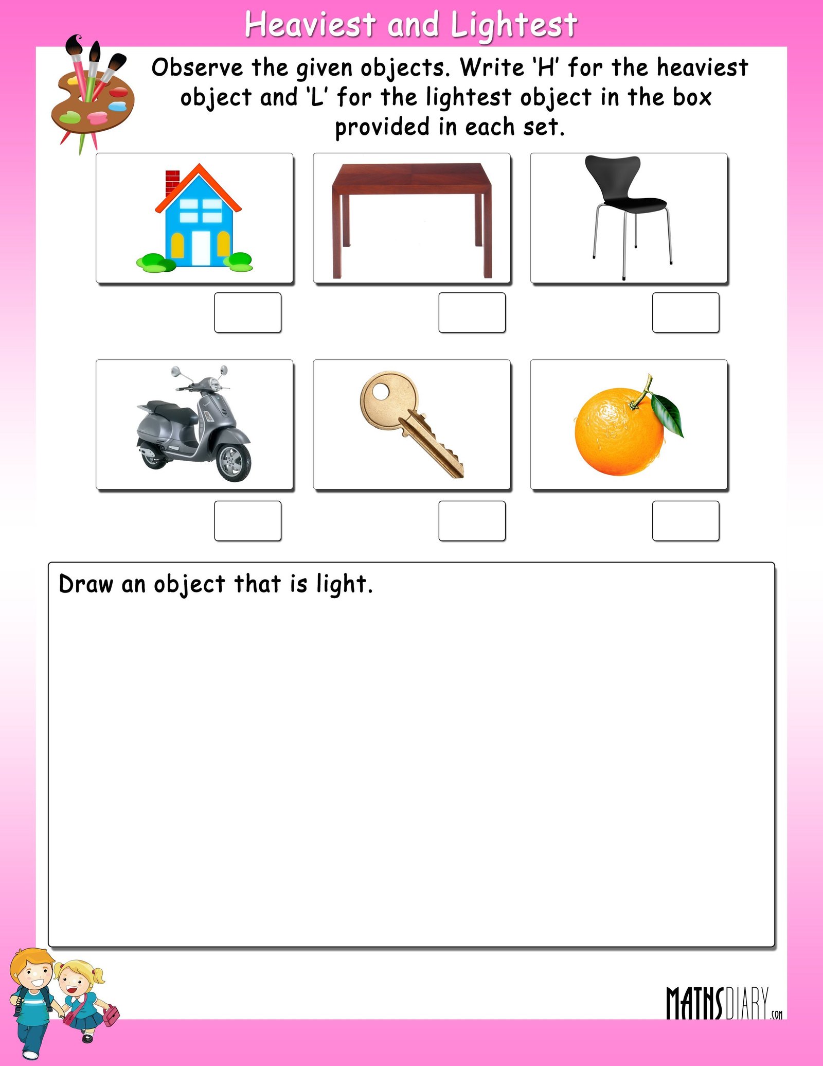 Heaviest And Lightest Objects Math Worksheets MathsDiary
