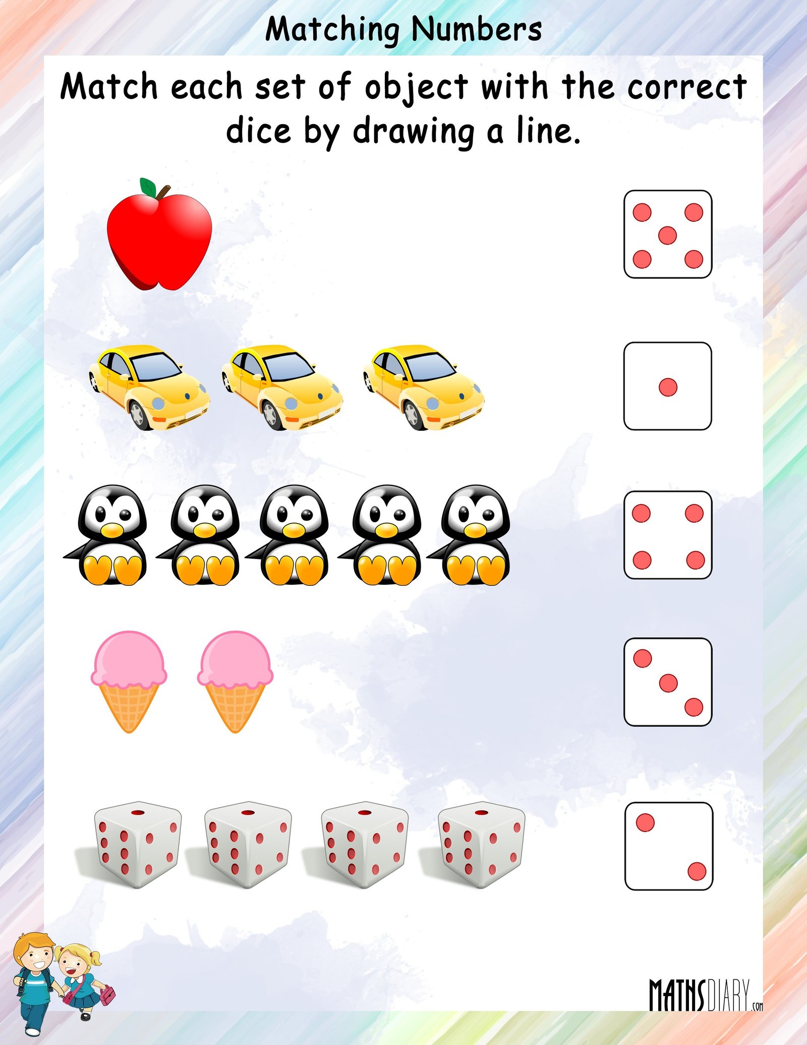 Count The Objects And Match With The Given Numbers Math Worksheets