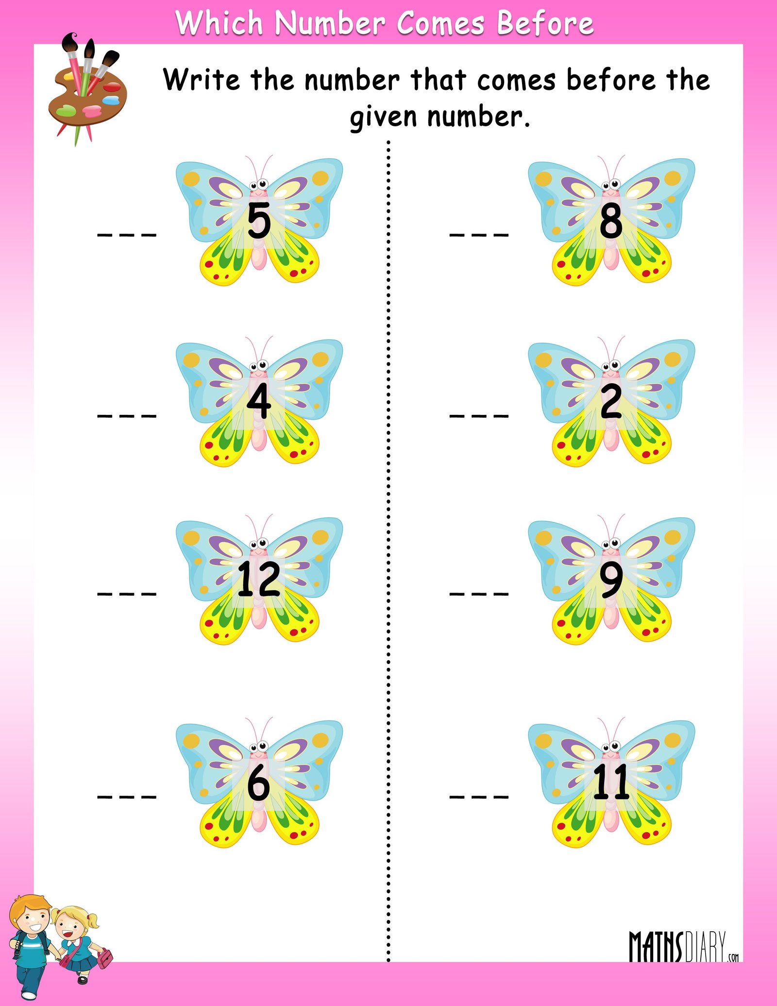 Numbers That Comes Before Math Worksheets MathsDiary