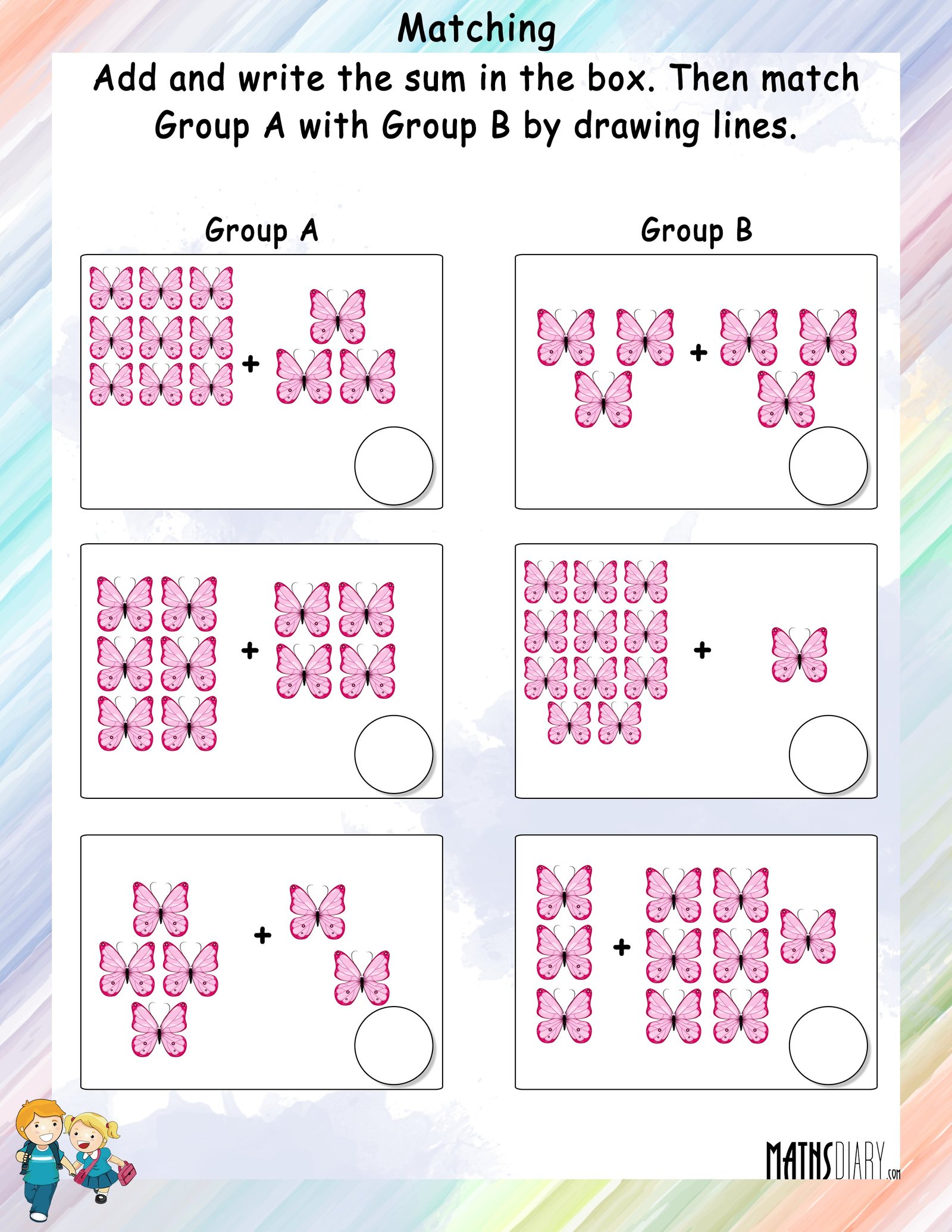 Adding And Matching The Sets Math Worksheets MathsDiary Adding And Matching The Sets Math Worksheets MathsDiary