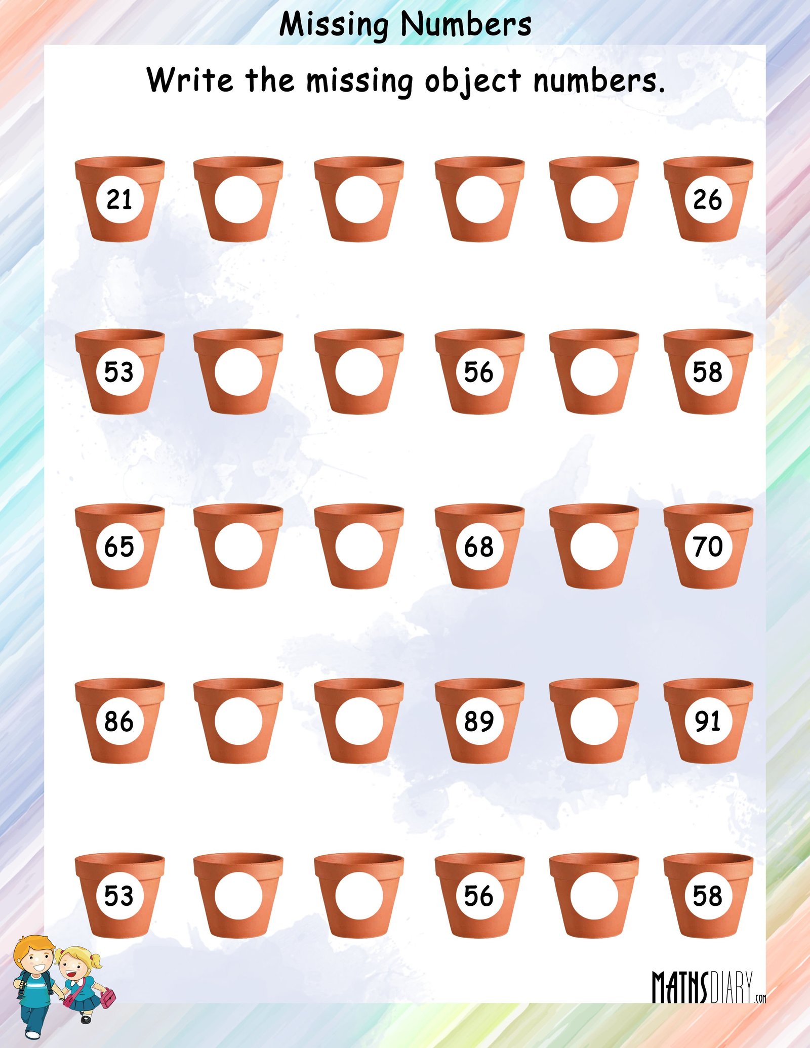 Find The Missing Numbers Math Worksheets MathsDiary