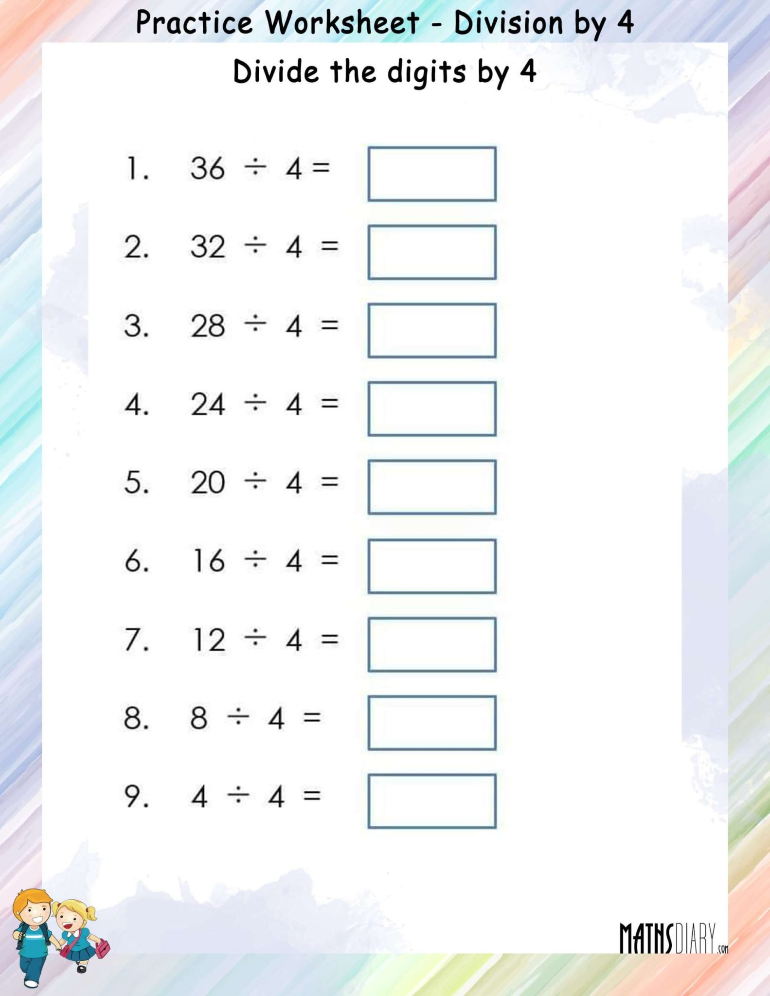 Division – Grade 4 Math Worksheets