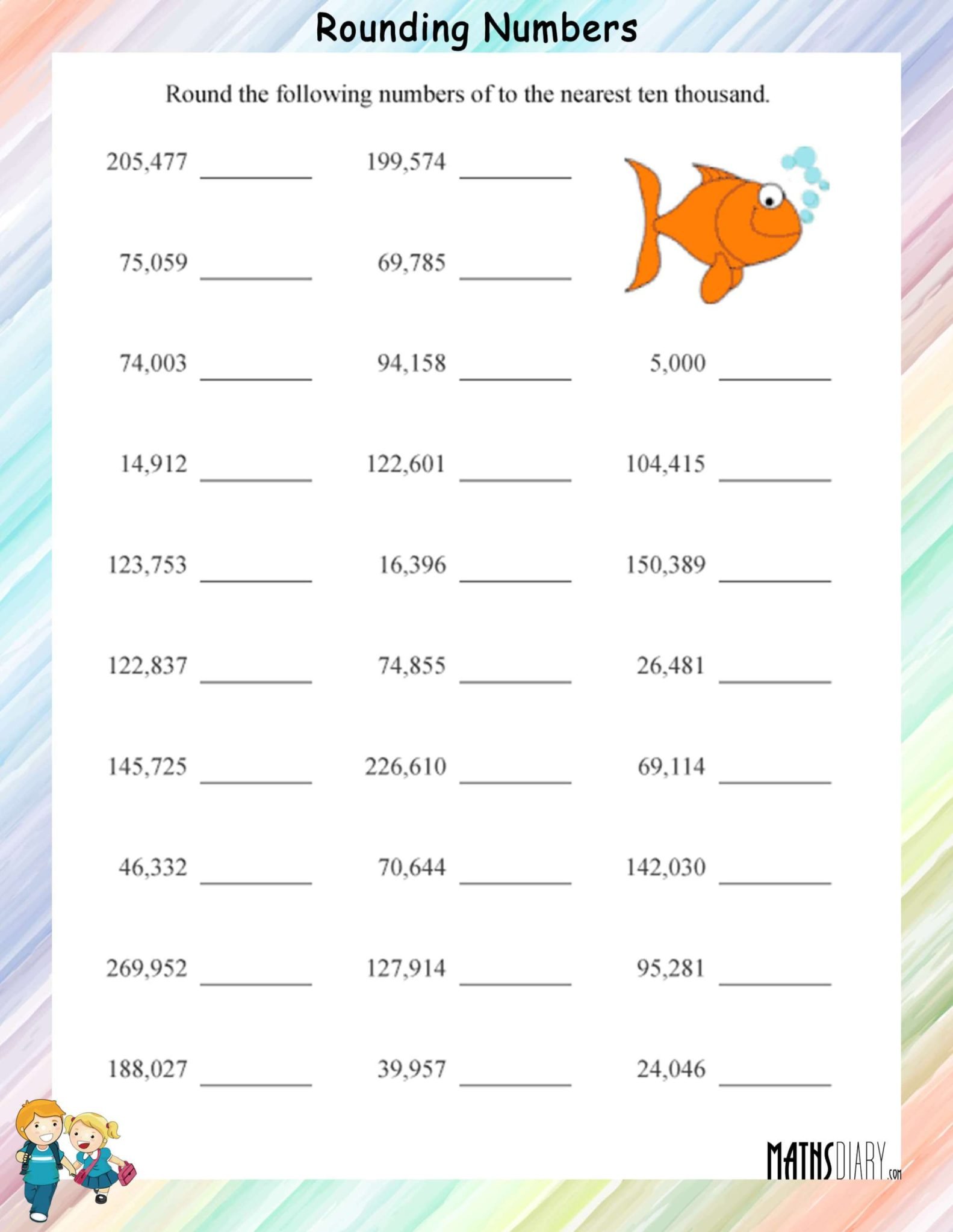 Round to the nearest 10’s, 100’s, 1000’s place - Math Worksheets ...