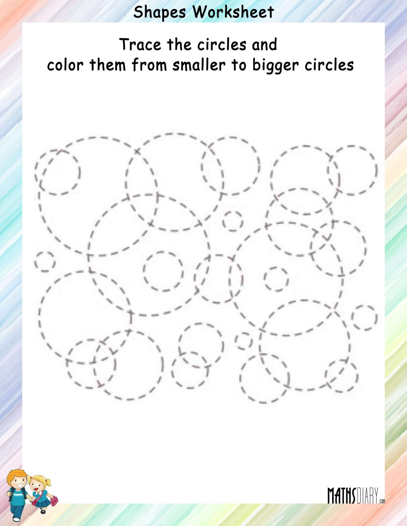Tracing shapes - Math Worksheets - MathsDiary.com