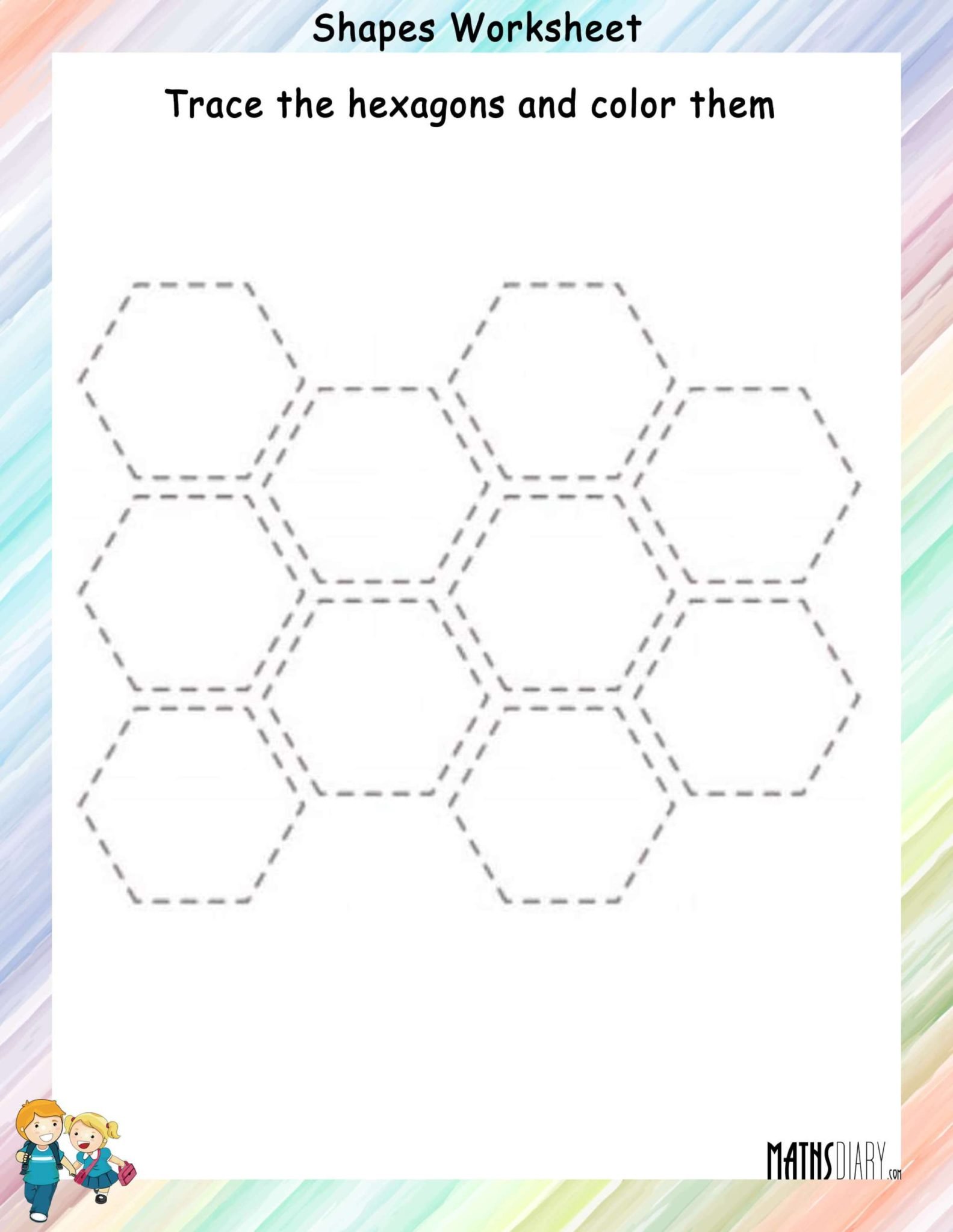 Tracing shapes - Math Worksheets - MathsDiary.com