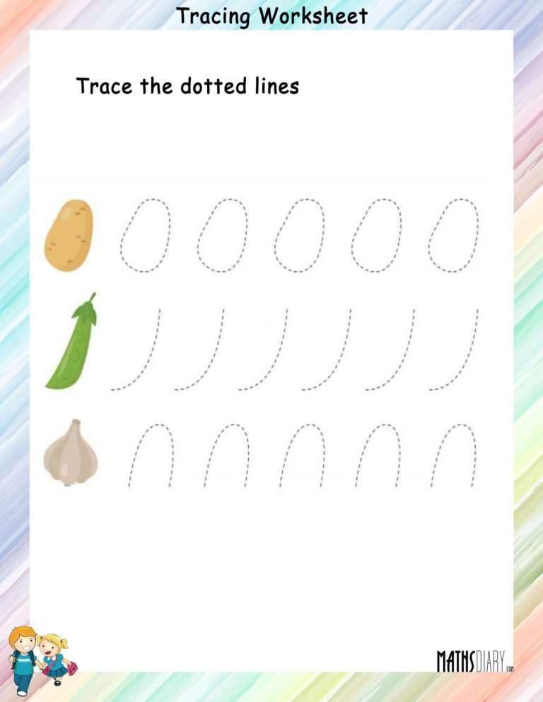 Tracing lines and patterns - Math Worksheets - MathsDiary.com