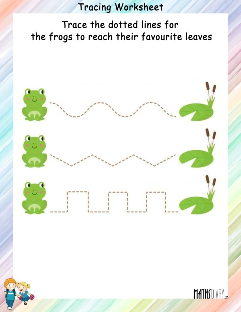 Tracing lines and patterns - Math Worksheets - MathsDiary.com