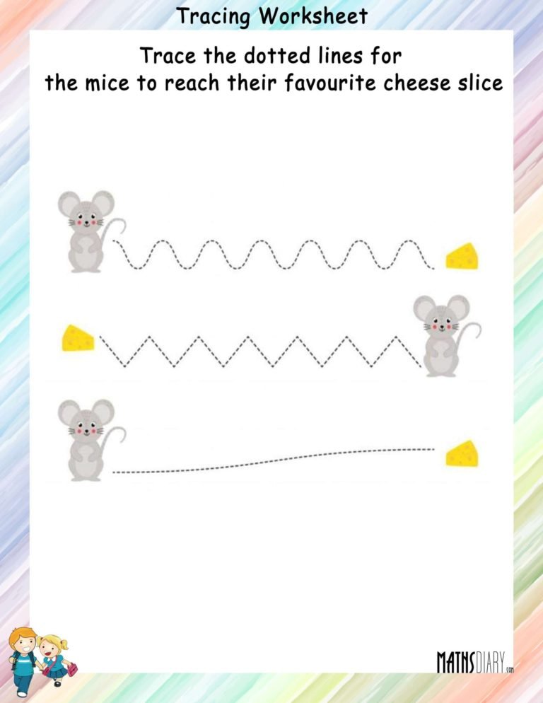 Tracing lines and patterns - Math Worksheets - MathsDiary.com