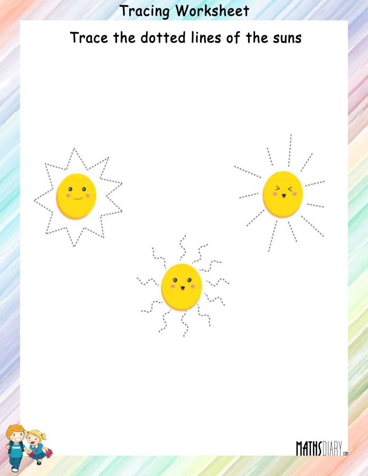 Tracing lines and patterns - Math Worksheets - MathsDiary.com
