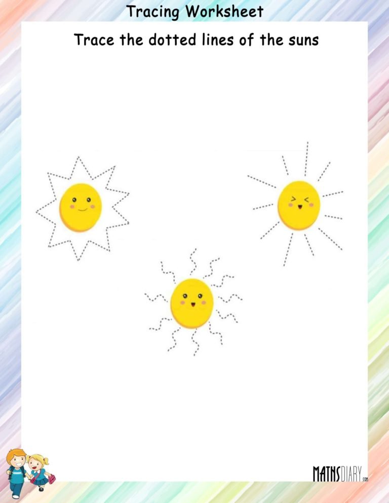 Tracing lines and patterns - Math Worksheets - MathsDiary.com