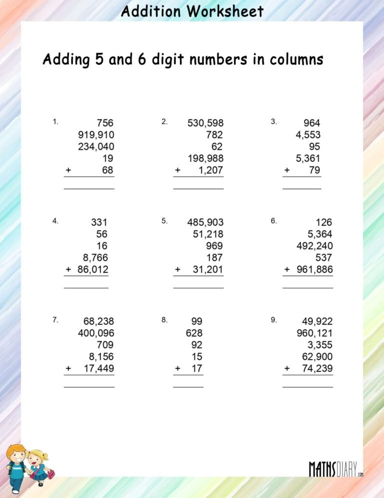 Addition – Grade 4 Math Worksheets