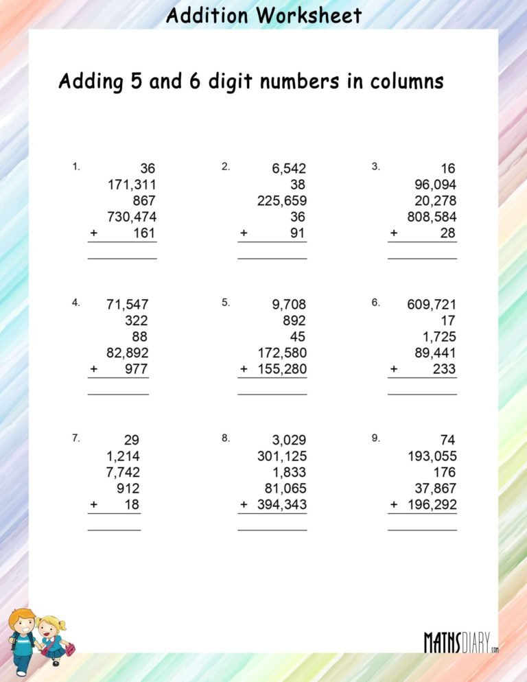 Addition – Grade 4 Math Worksheets