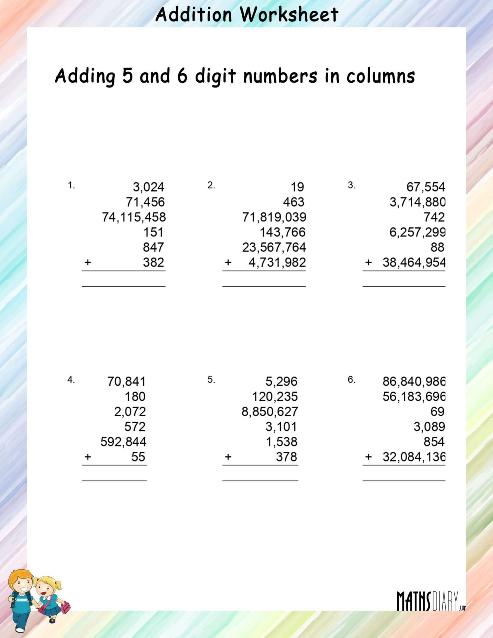 Addition – Grade 4 Math Worksheets