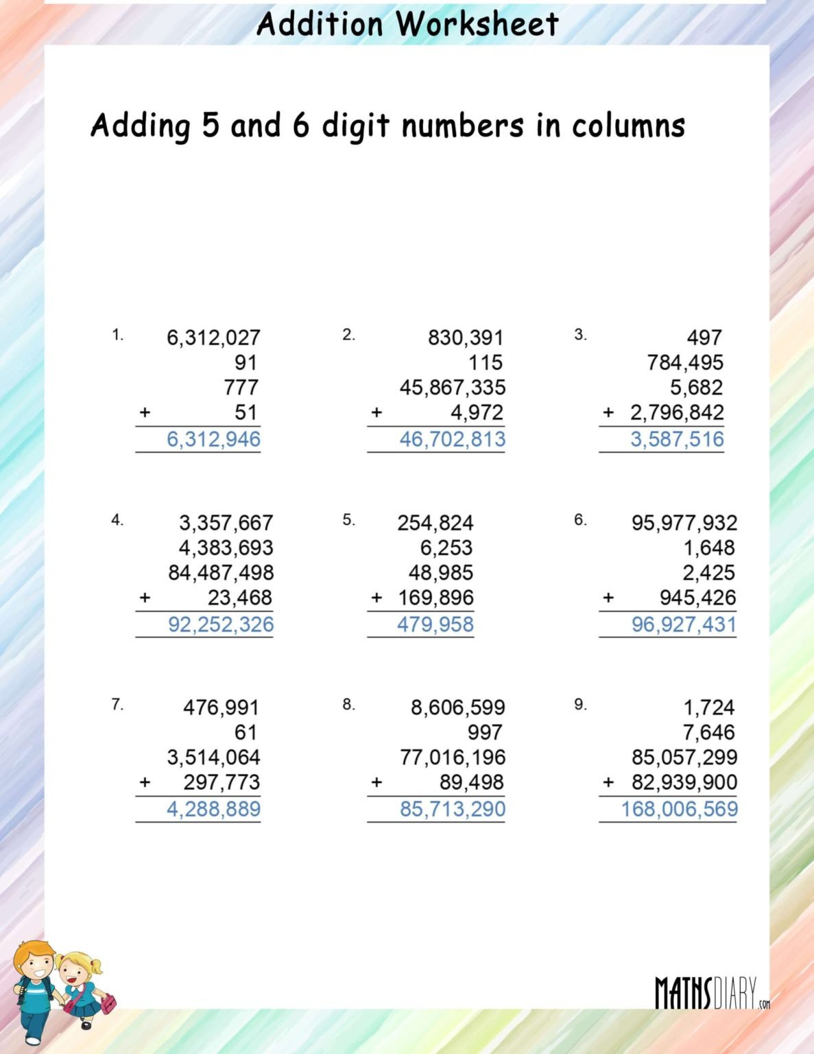 Addition – Grade 4 Math Worksheets