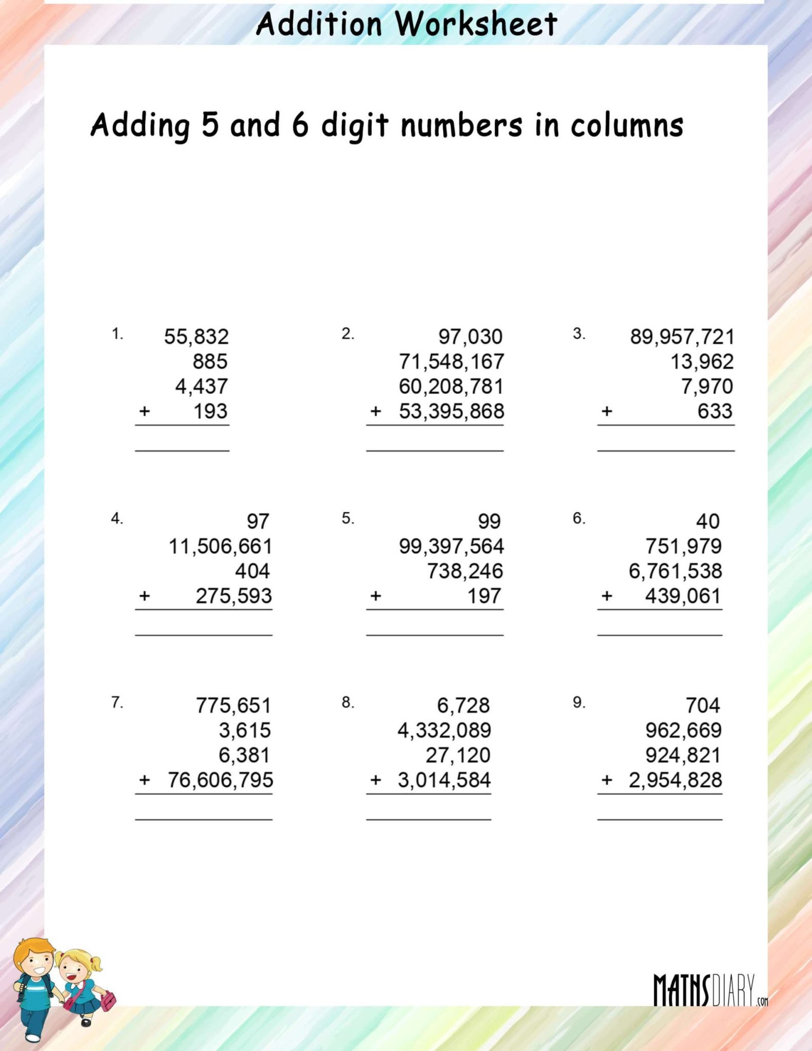 Addition – Grade 4 Math Worksheets