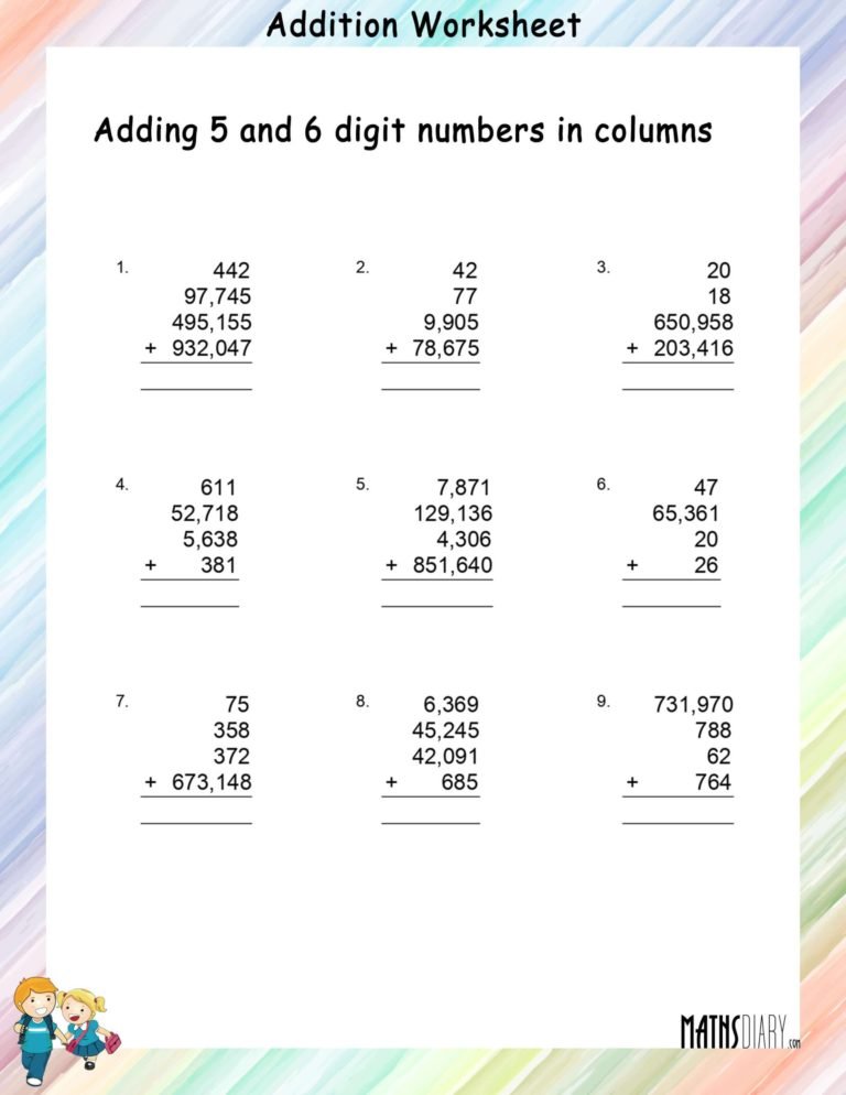 Addition – Grade 4 Math Worksheets