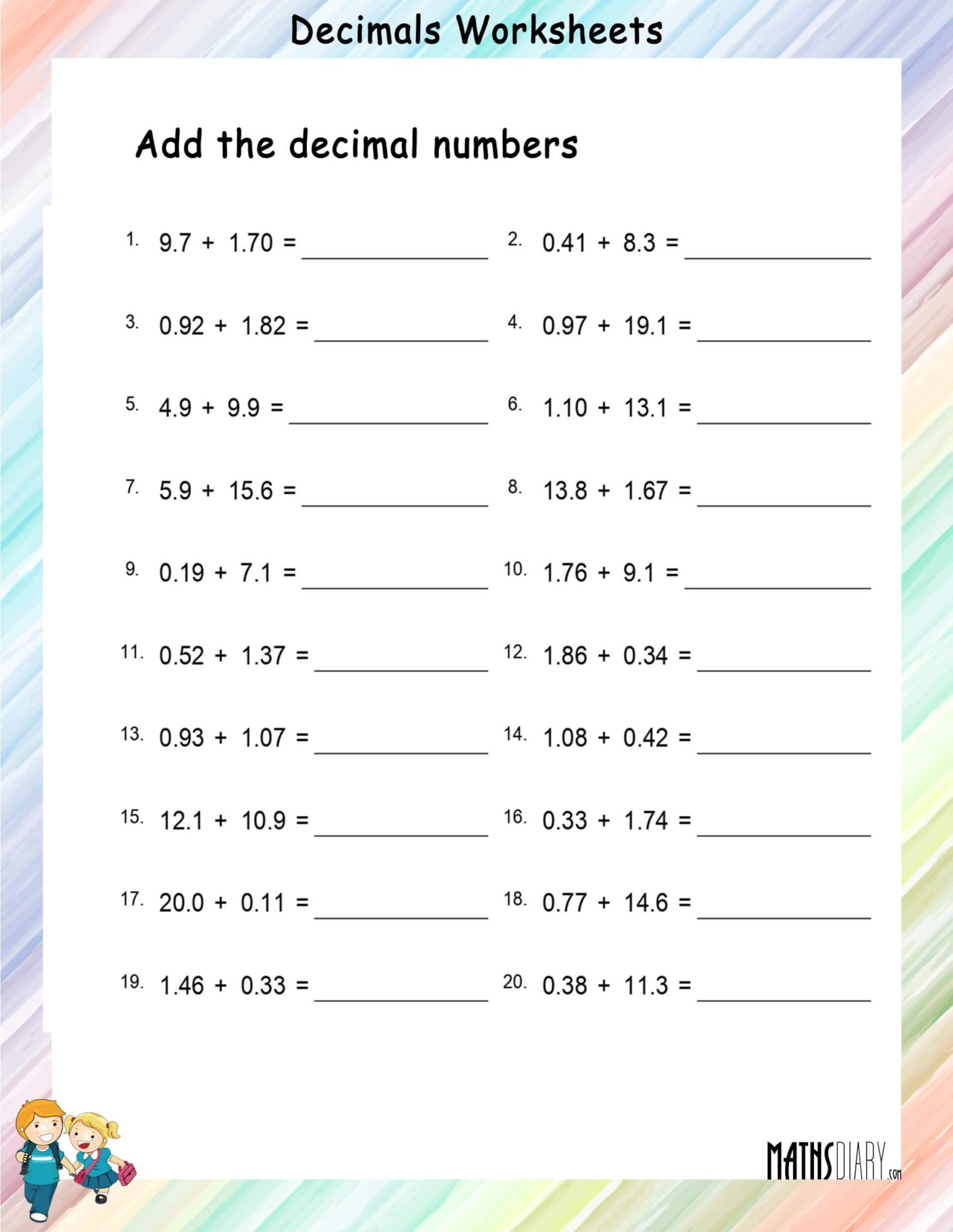 Decimals Math Worksheets