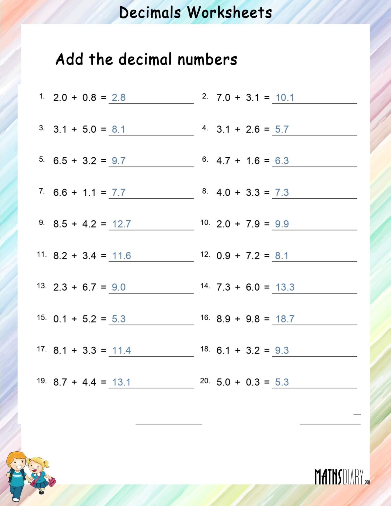 Decimals Math Worksheets