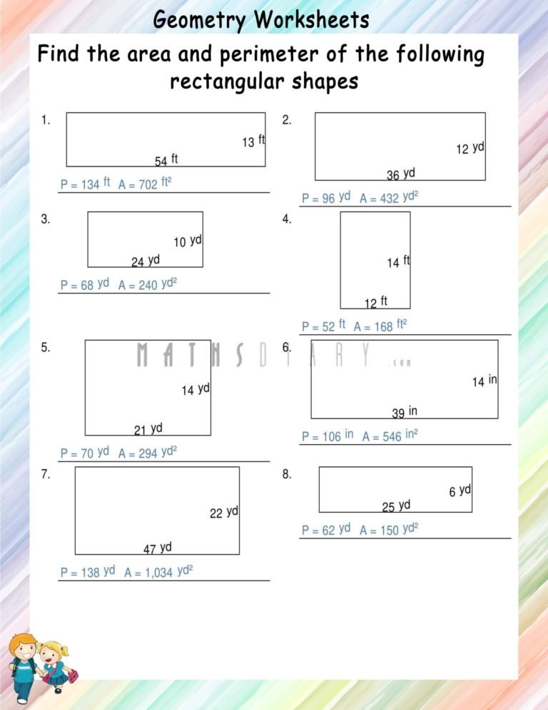Area and perimeter of rectangles worksheets - Math Worksheets ...
