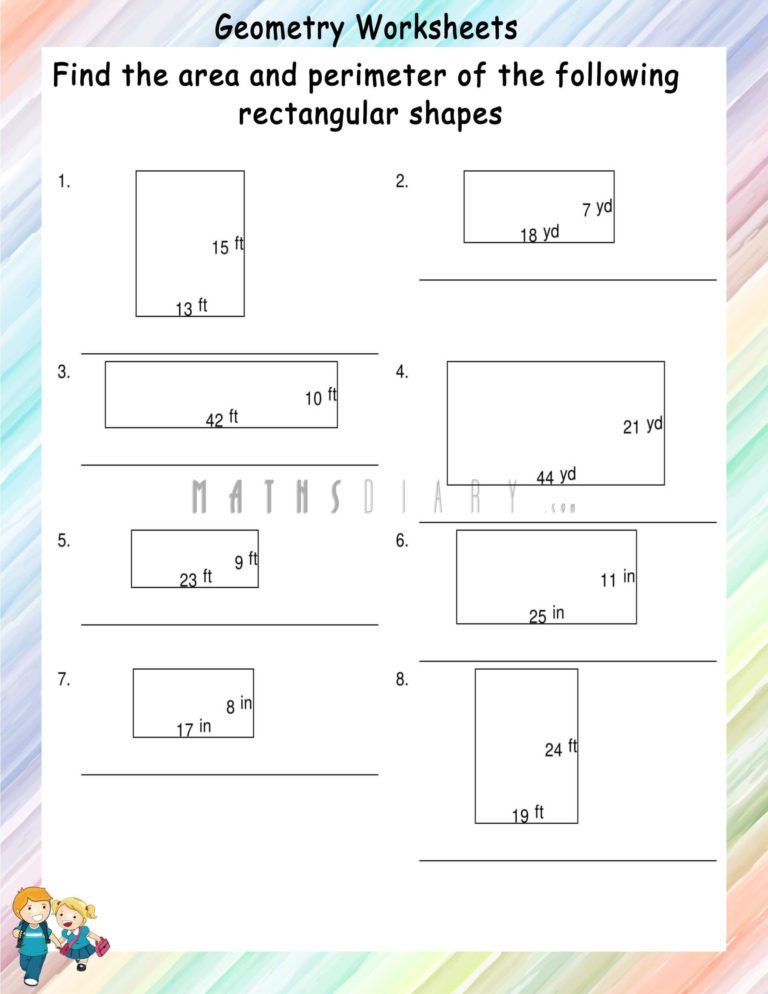 Area and perimeter of rectangles worksheets - Math Worksheets ...