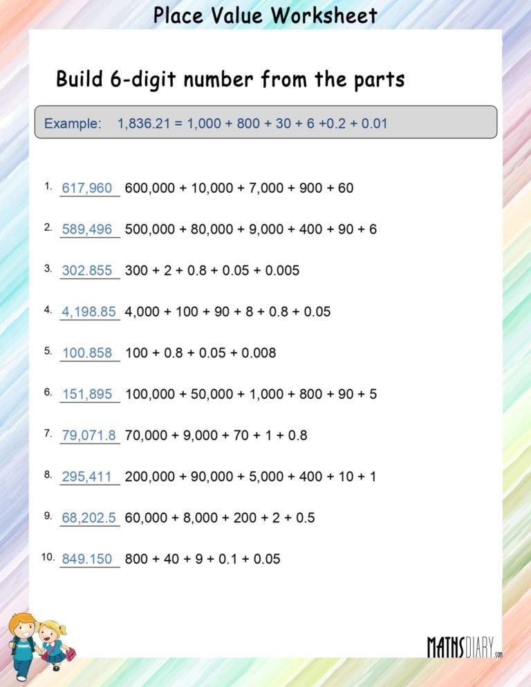 Build 6-digit number – Place Value Worksheets - Math Worksheets ...