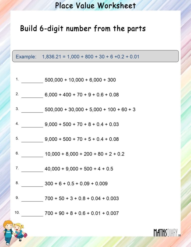 Build 6-digit number – Place Value Worksheets - Math Worksheets ...