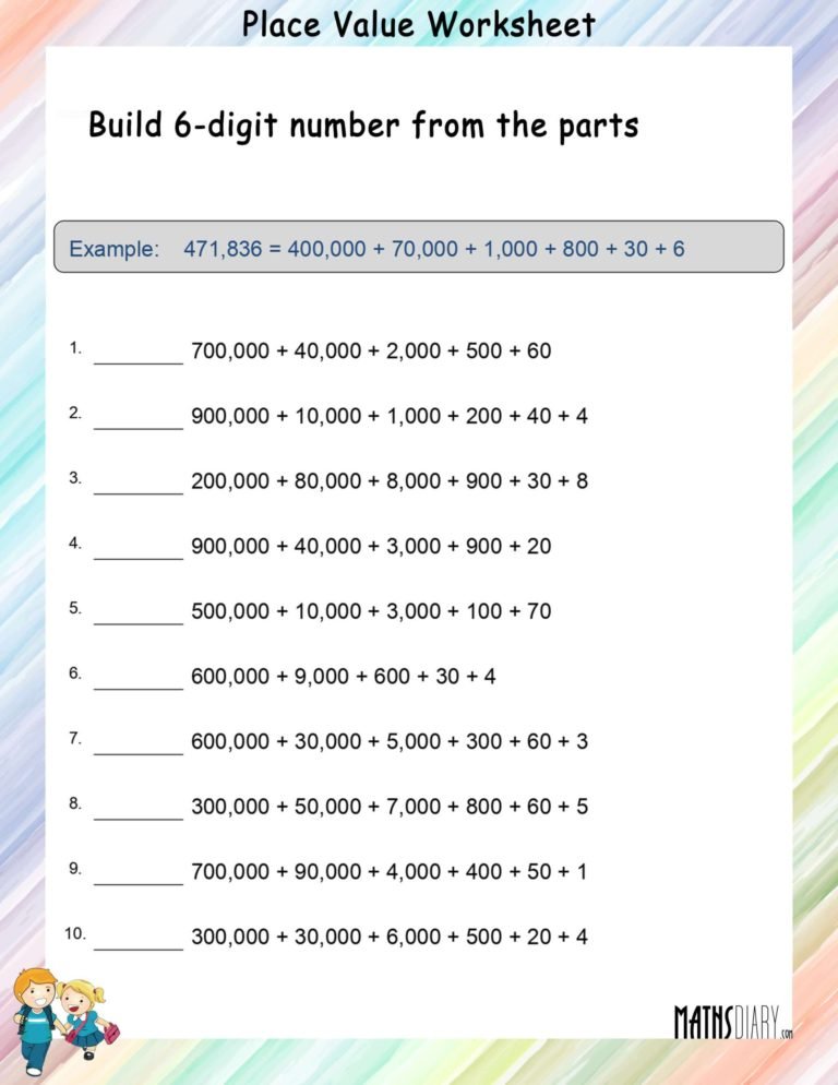 Build 6-digit number – Place Value Worksheets - Math Worksheets ...