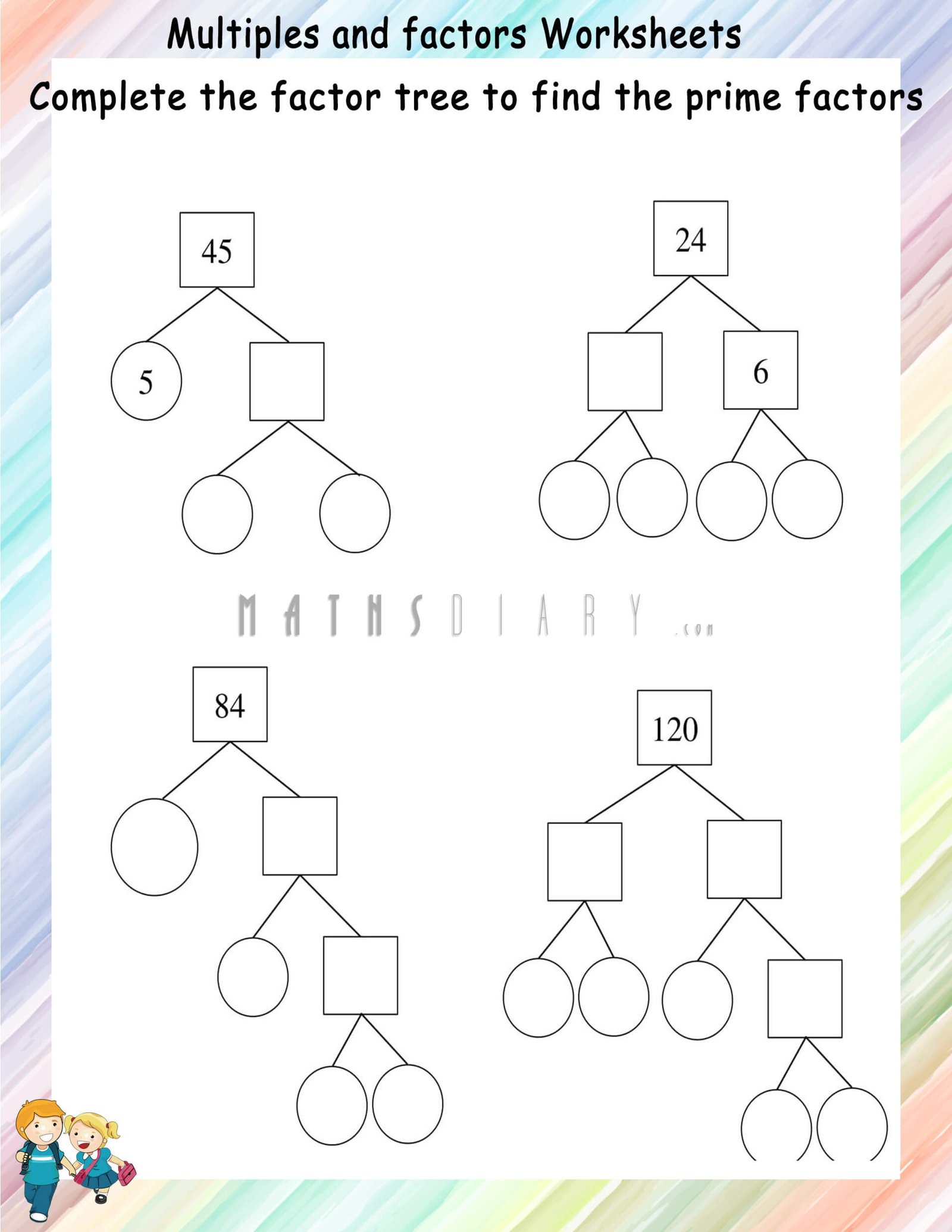 Factor Tree Worksheets Math Worksheets MathsDiary Factor Tree Worksheets Math Worksheets MathsDiary
