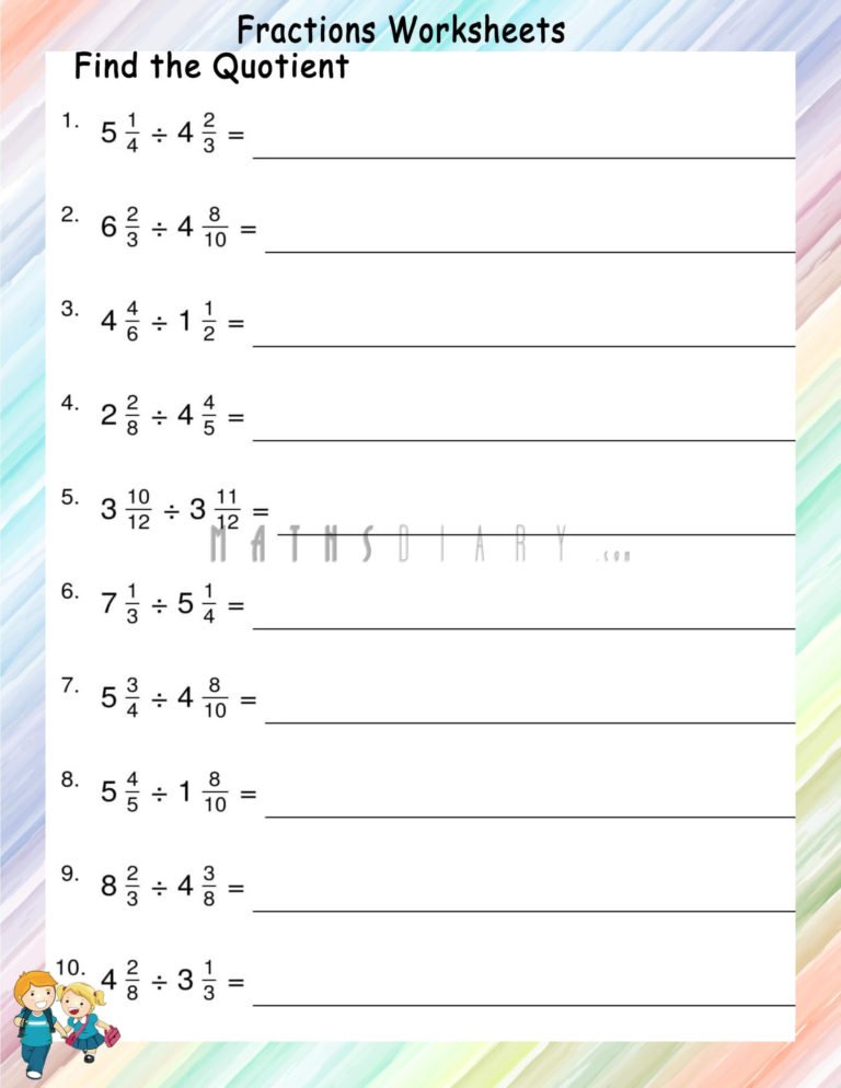 Division of mixed number by mixed number worksheets - Math Worksheets ...