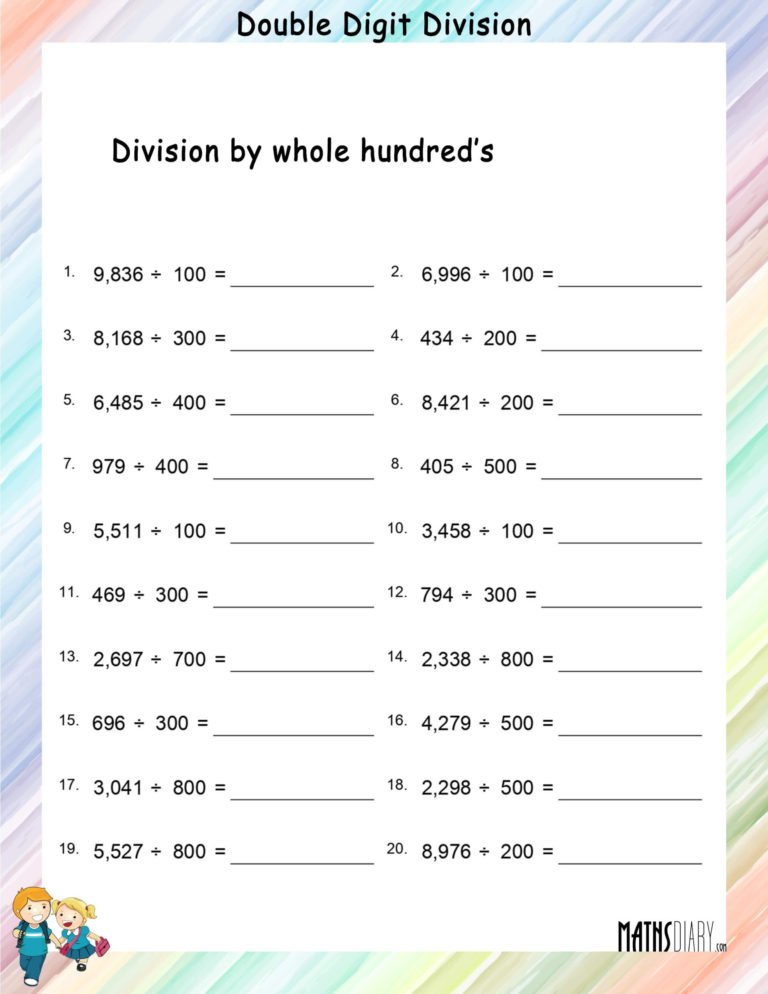 Division by 100’s Worksheets - Math Worksheets - MathsDiary.com