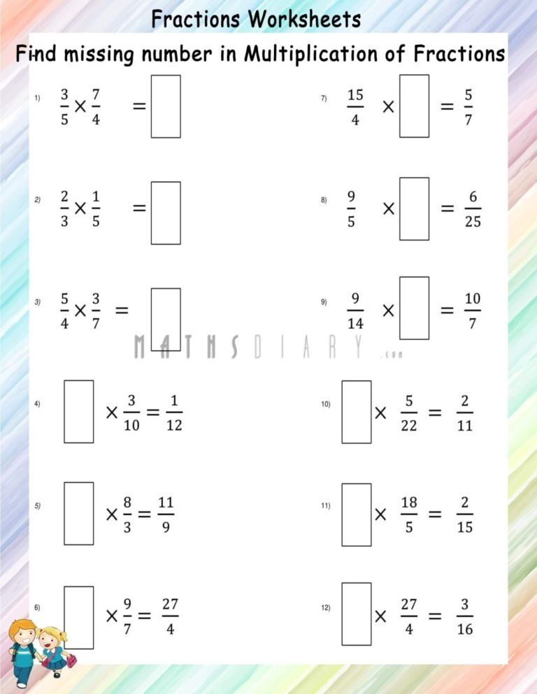 Multiplying fractions with missing factors - Math Worksheets ...