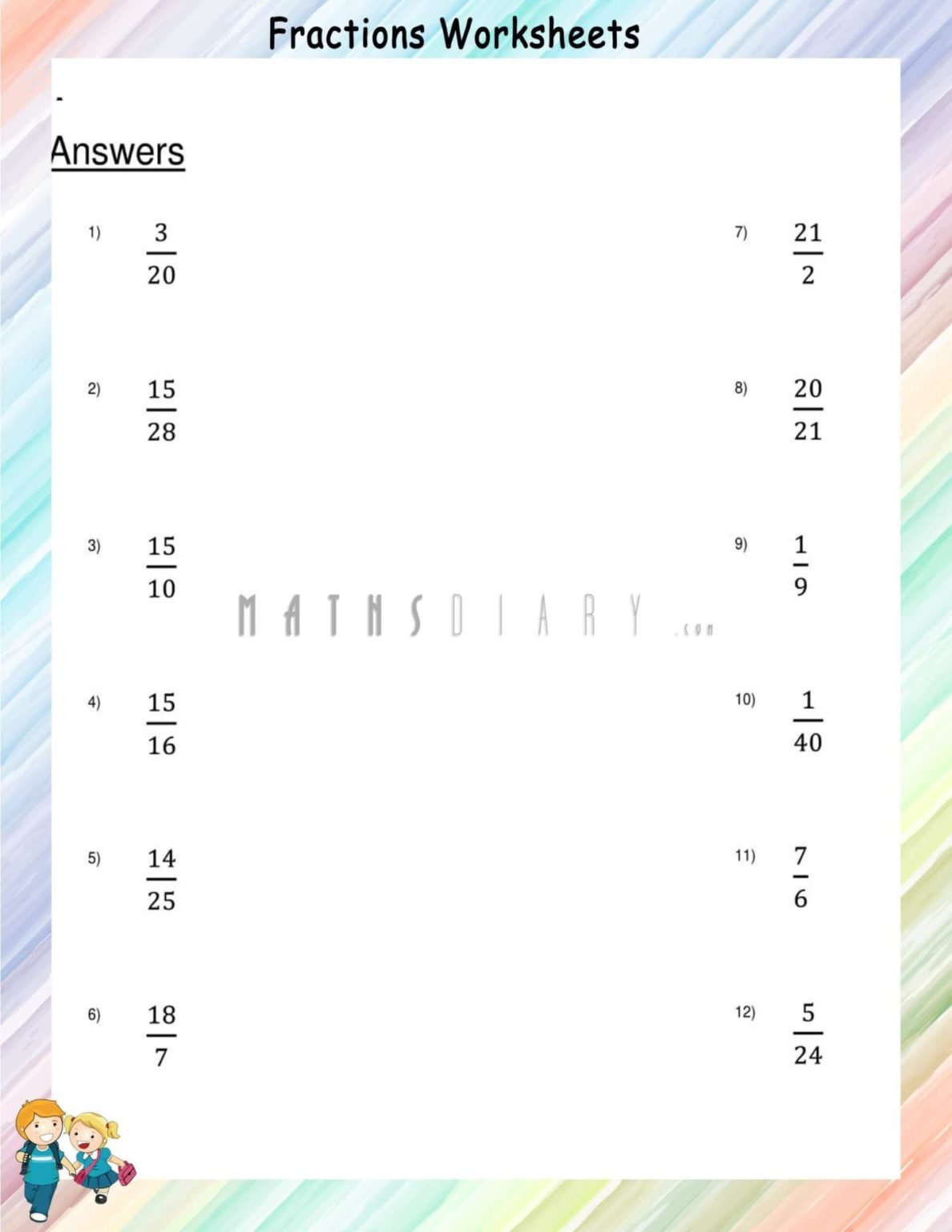 Multiplying fractions with missing factors - Math Worksheets ...
