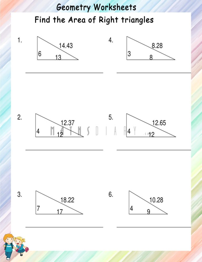 Finding Area of right triangles worksheets - Math Worksheets ...