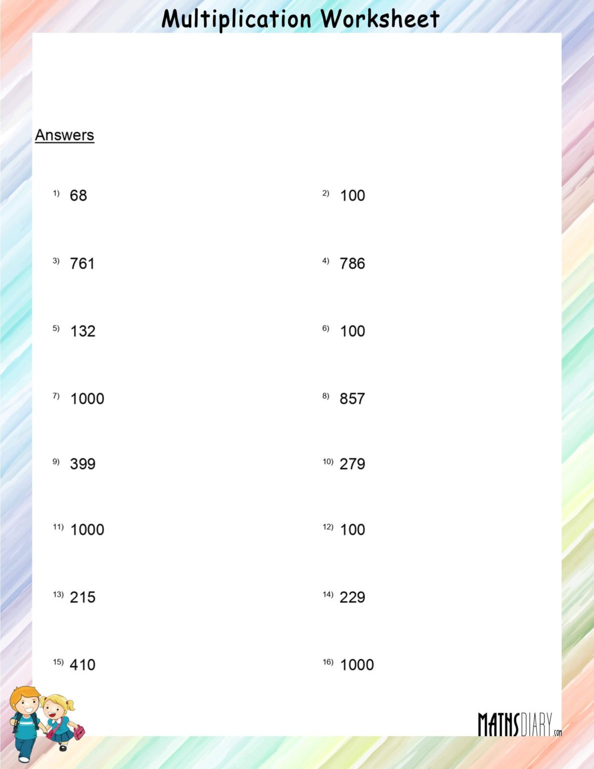 Find the missing number – multiplication worksheets - Math Worksheets ...