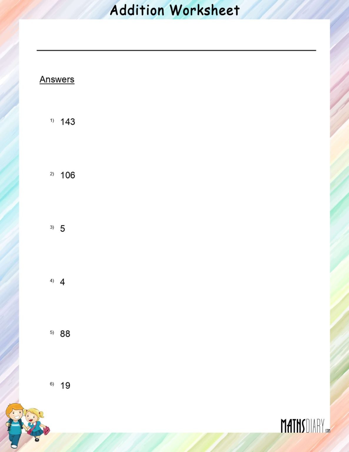 Find the missing number in addition worksheets - Math Worksheets ...