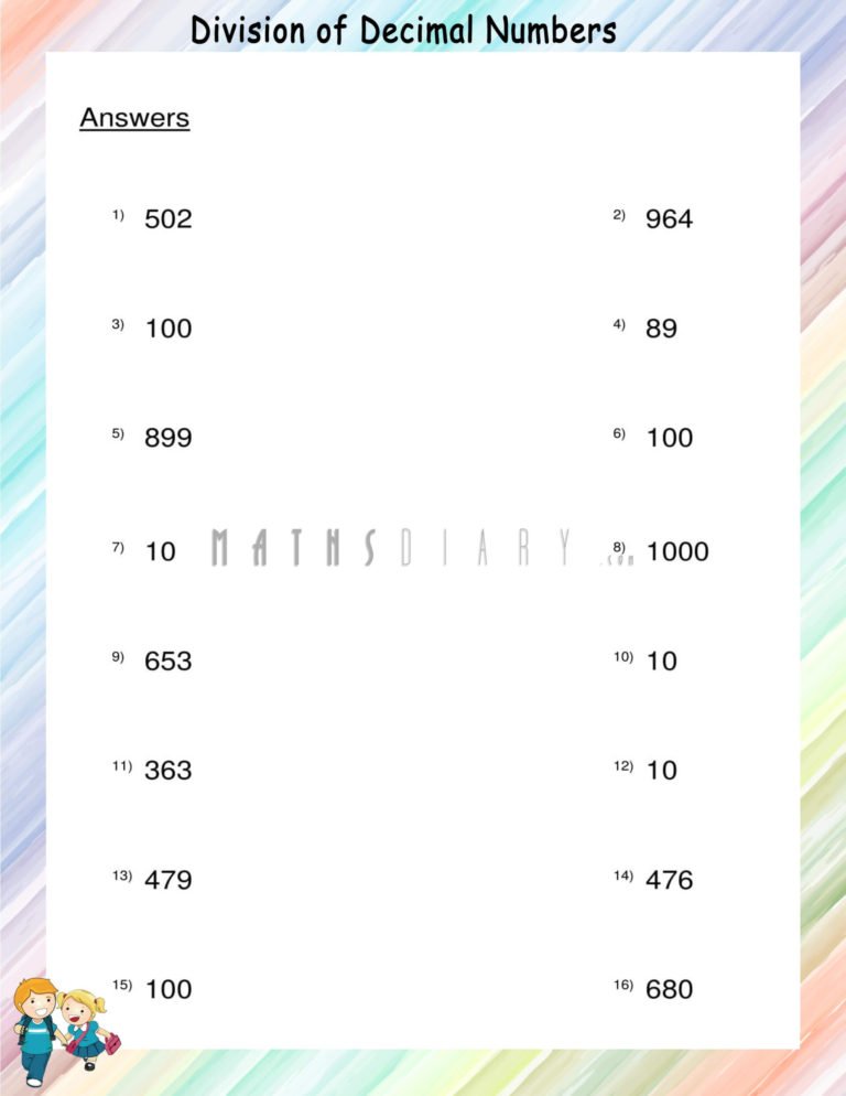 Find the missing number in division of decimals - Math Worksheets ...