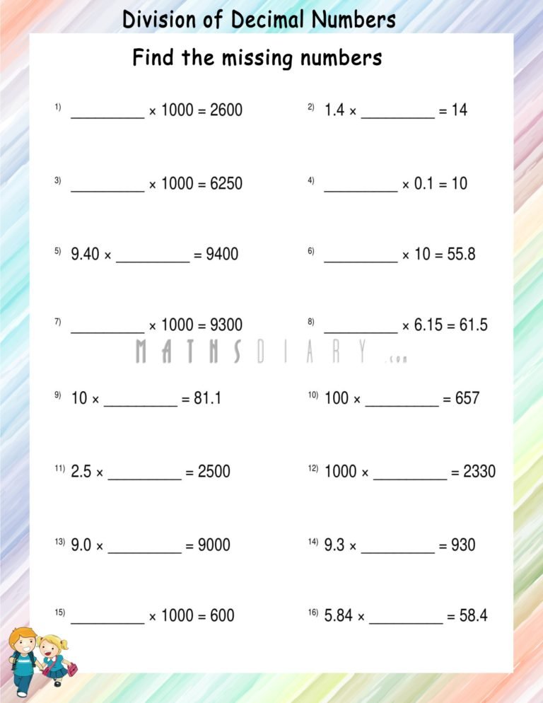 Find the missing numbers in multiplication of decimal numbers - Math ...
