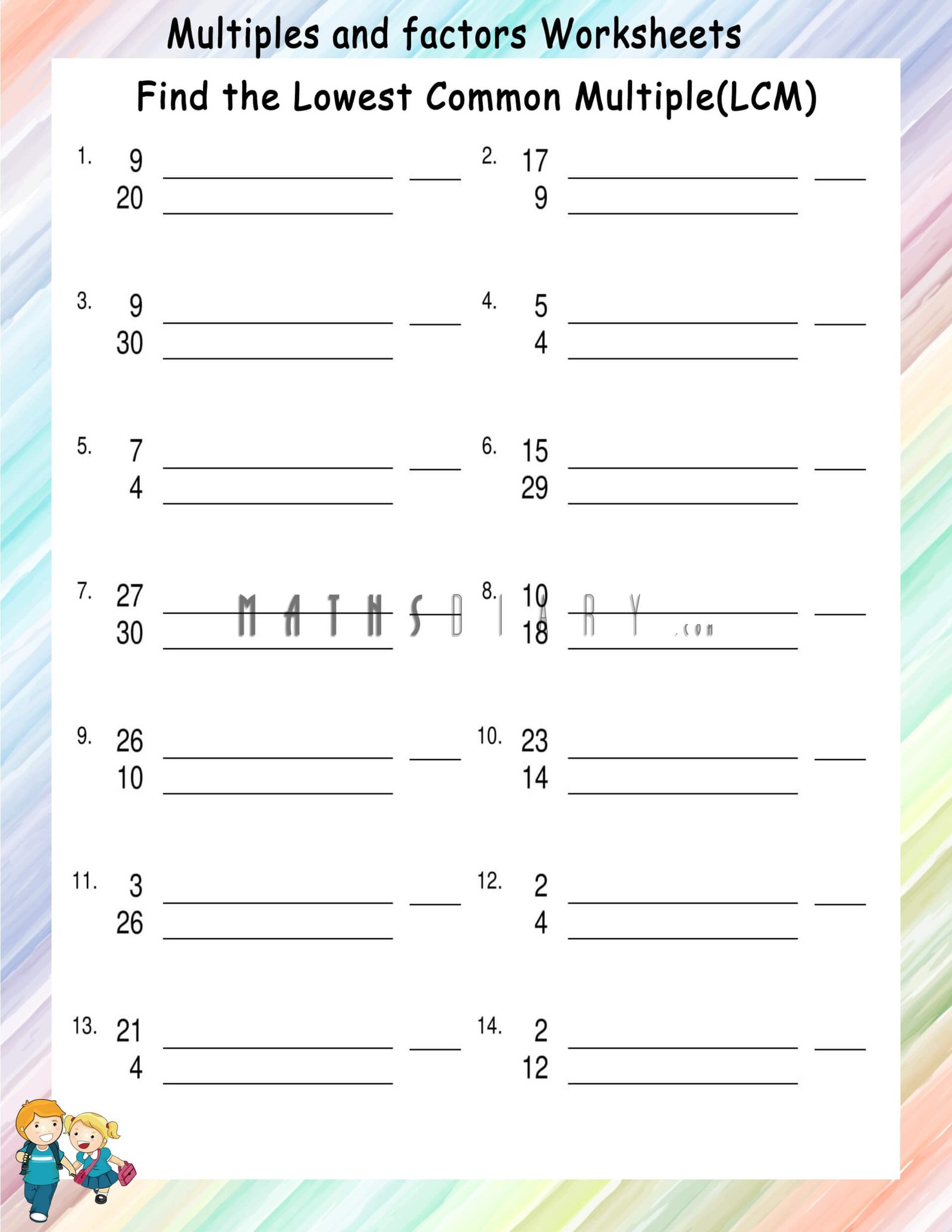 Finding Lowest Common Multiples Worksheets Math Worksheets Finding Lowest Common Multiples Worksheets Math Worksheets