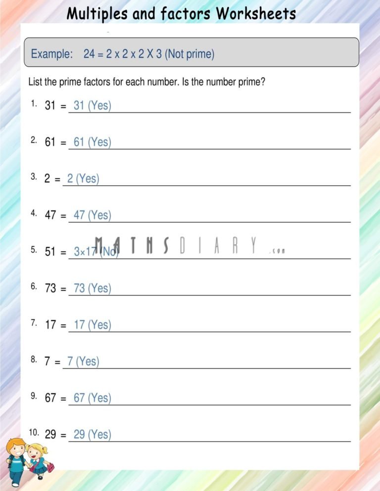 Finding Prime Factors Worksheets - Math Worksheets - MathsDiary.com