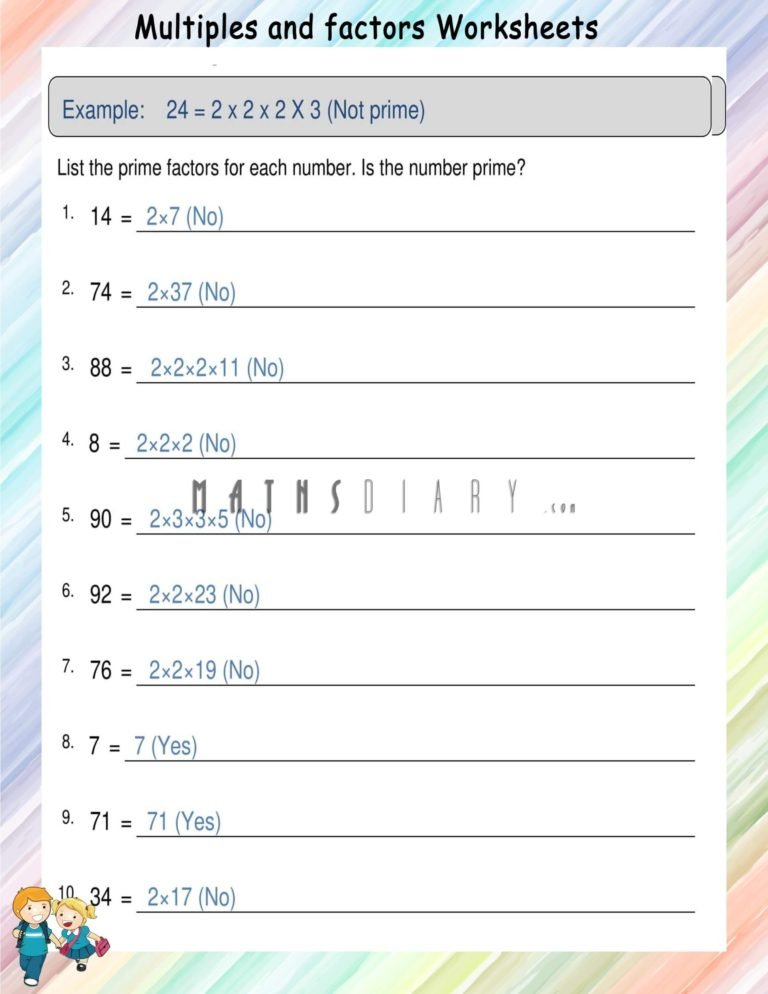Finding Prime Factors Worksheets - Math Worksheets - MathsDiary.com