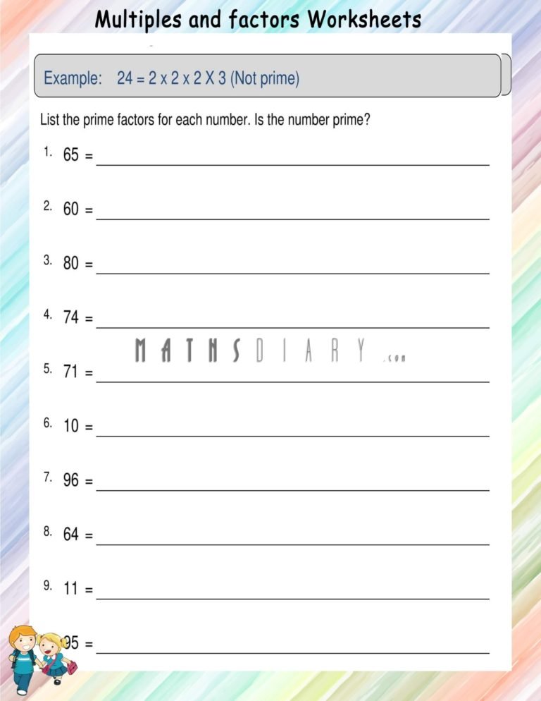 Finding Prime Factors Worksheets - Math Worksheets - MathsDiary.com
