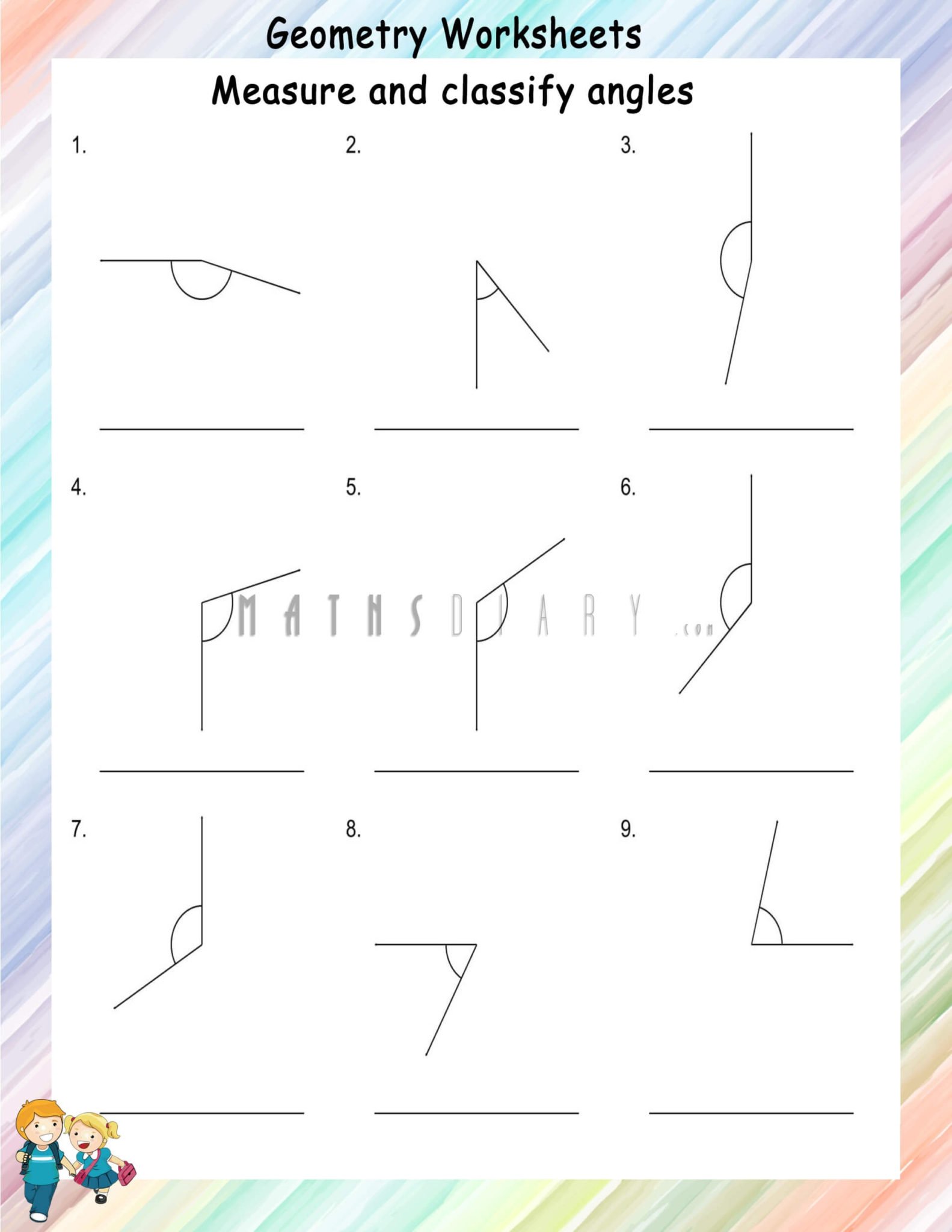 Measurement of angles worksheets - Math Worksheets - MathsDiary.com